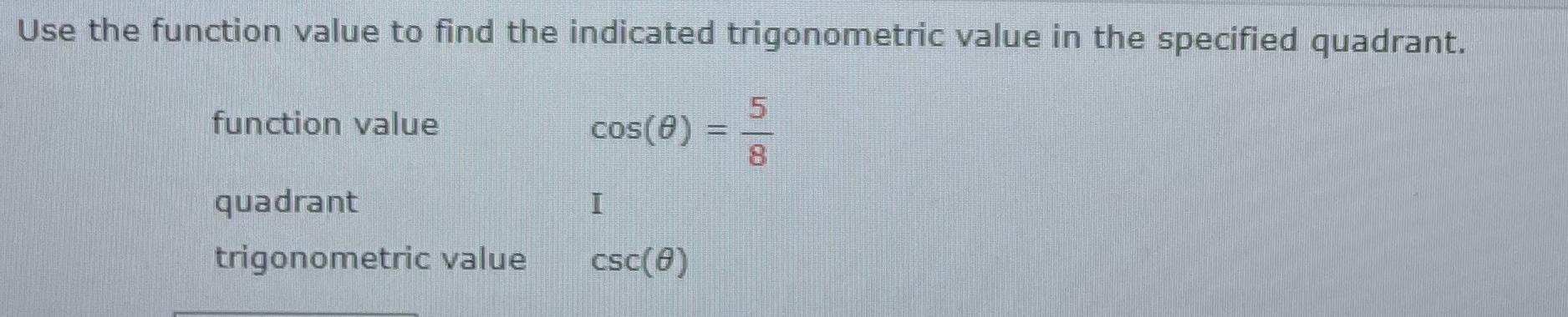Solved Use the function value to find the indicated | Chegg.com