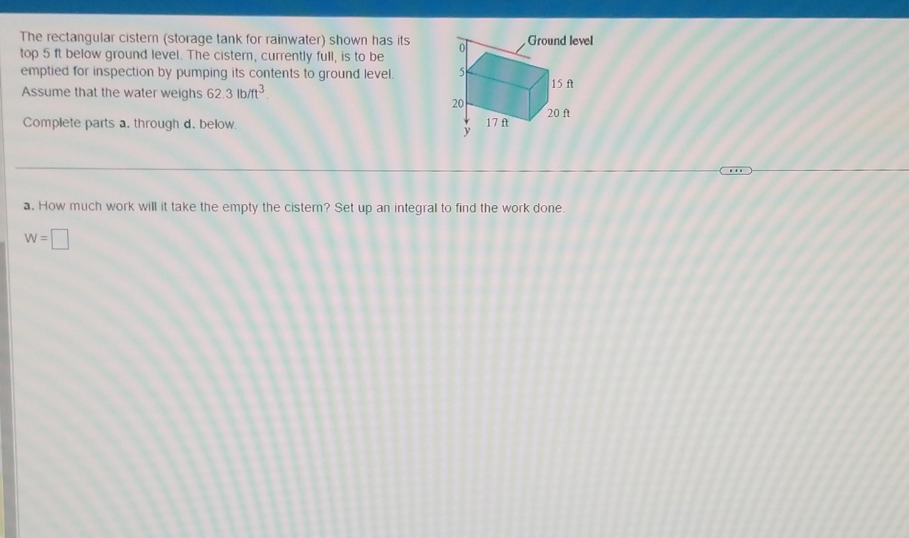 Solved The rectangular cistern (storage tank for rainwater) | Chegg.com