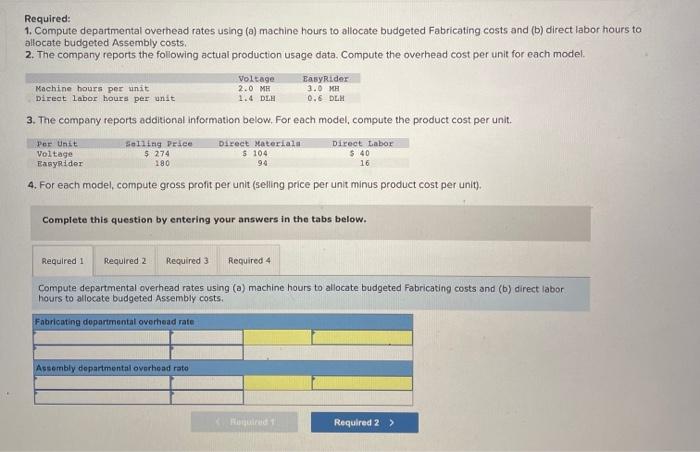 Solved Required: 1. Compute departmental overhead rates | Chegg.com