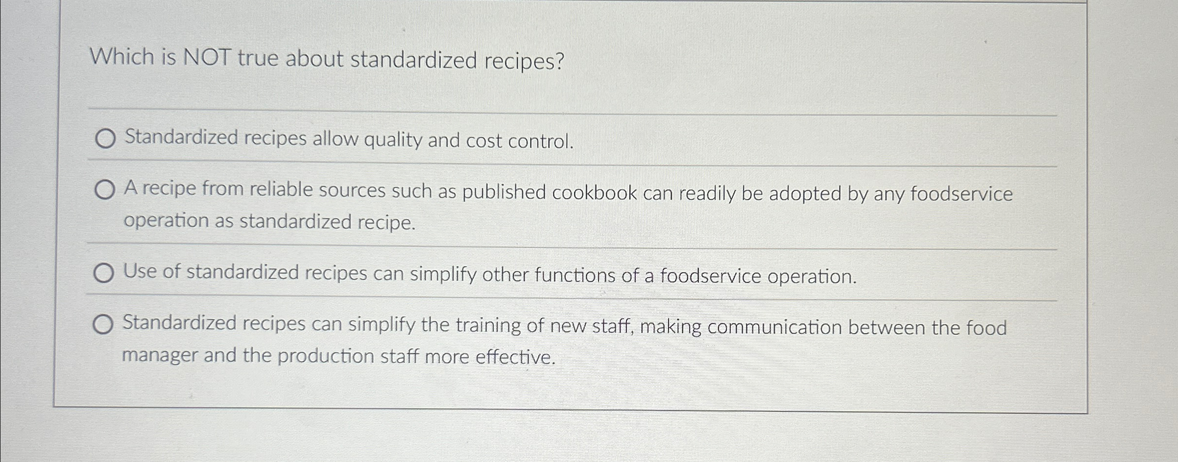 Solved Which is NOT true about standardized | Chegg.com