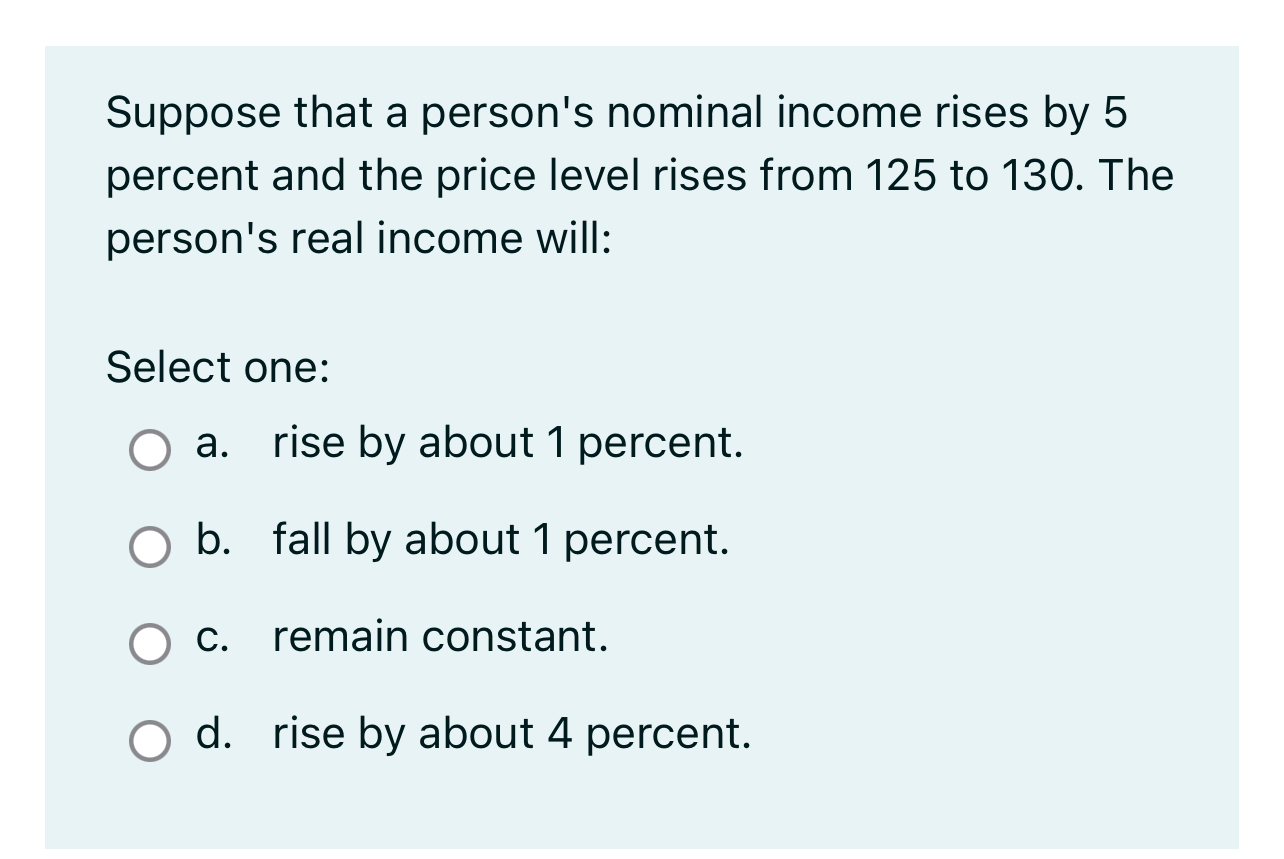 Solved Suppose that a person's nominal income rises by 5 | Chegg.com