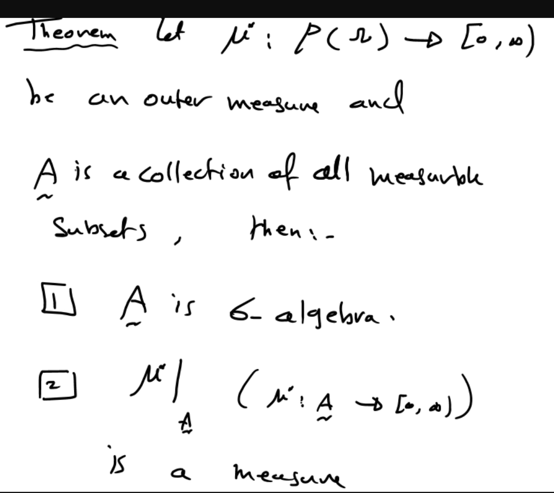 Solved Theovem let μi:P(Ω)→[0,∞) ﻿be an outer measure andA | Chegg.com