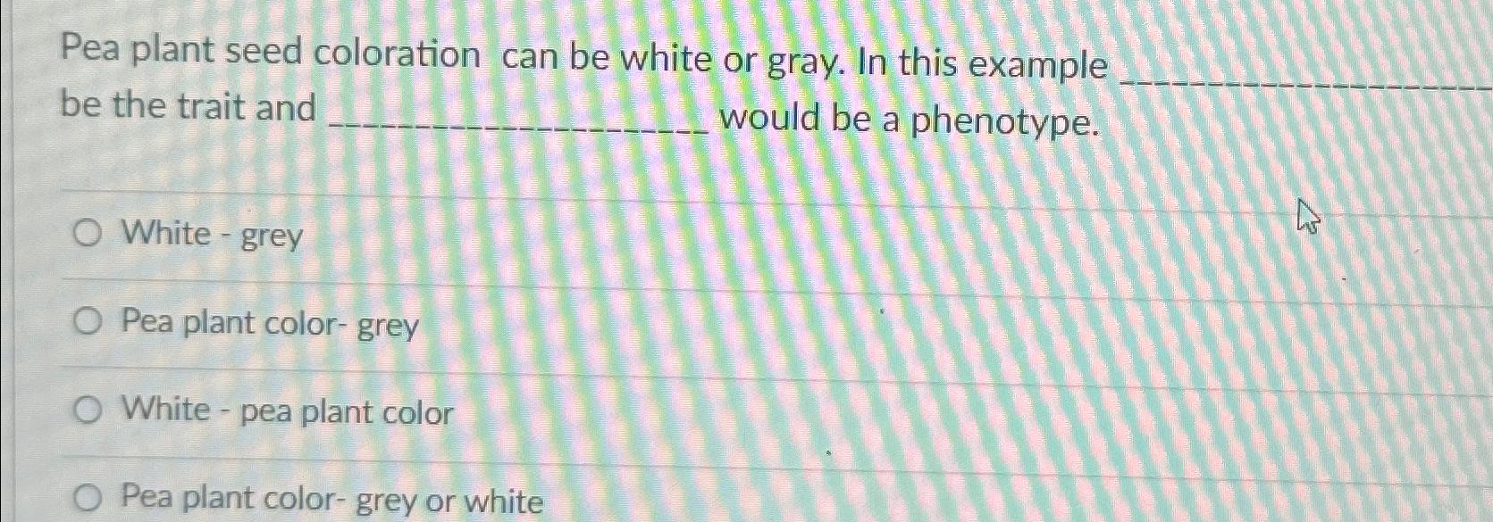 Solved Pea plant seed coloration can be white or gray. In | Chegg.com