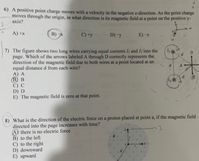 Solved 6) A positive point charge moves with a velocity in | Chegg.com