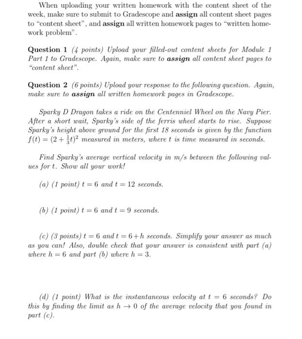 Solved When uploading your written homework with the content | Chegg.com