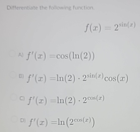 Solved Differentiate the following | Chegg.com