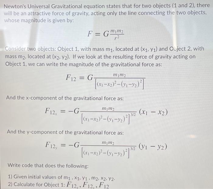 Solved Newton's Universal Gravitational equation states that | Chegg.com