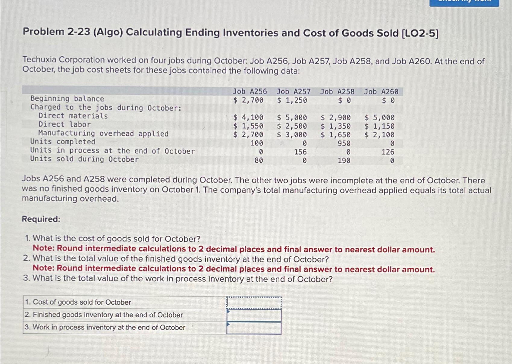Solved Problem 2-23 (Algo) ﻿Calculating Ending Inventories | Chegg.com