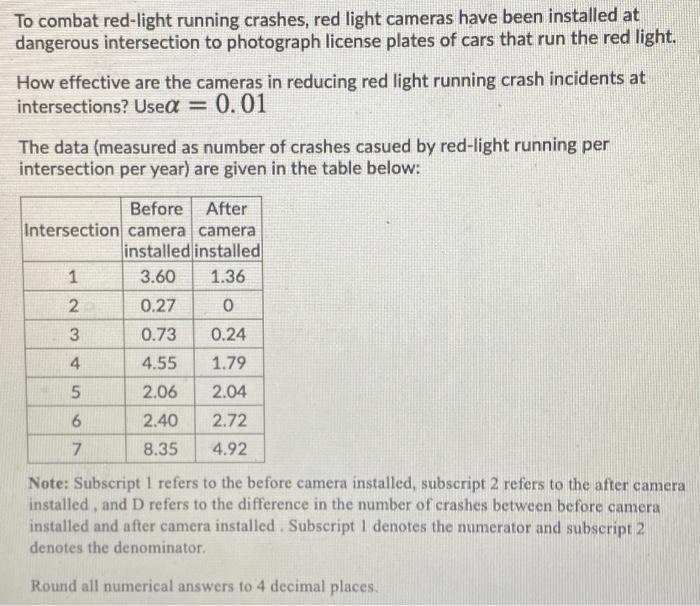 Solved To combat red-light running crashes, red light | Chegg.com