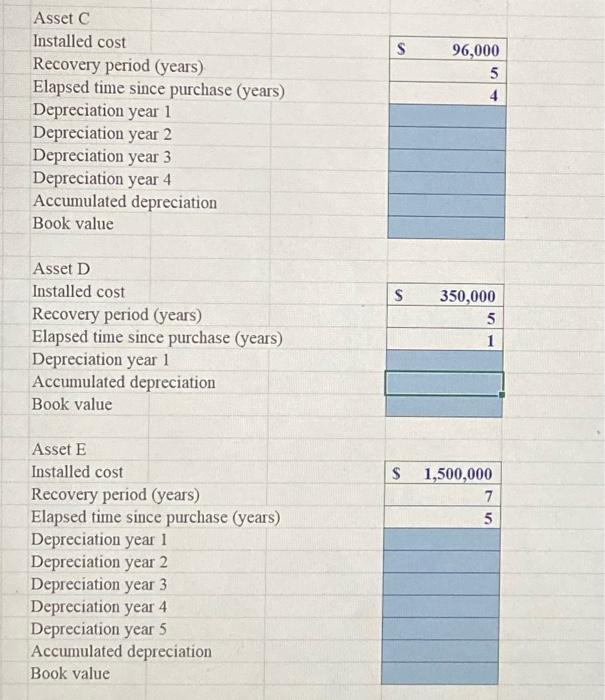 Book value. Find the book value for each of the | Chegg.com