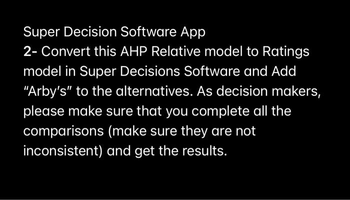 Solved Super Decision Software App 2- Convert this AHP | Chegg.com