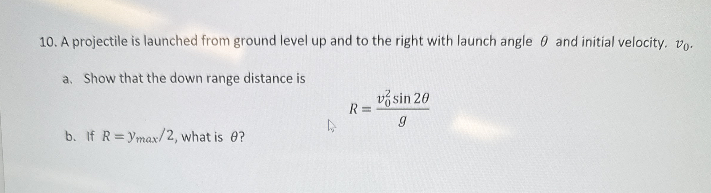 Solved A projectile is launched from ground level up and to | Chegg.com