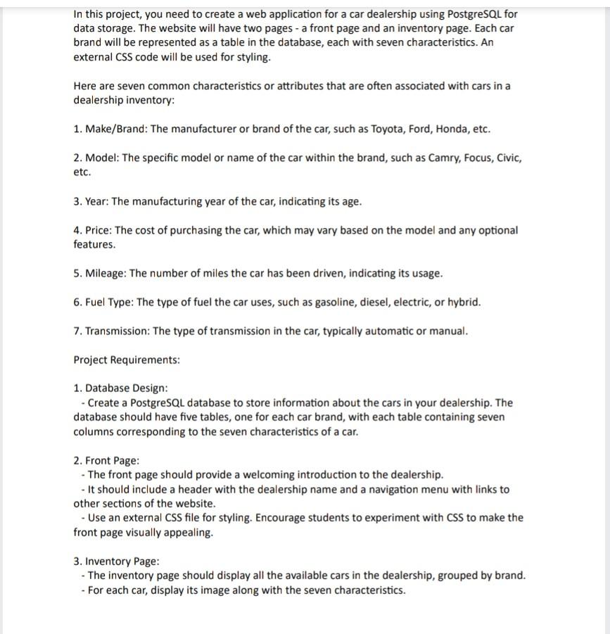 Solved In this project, you need to create a web application | Chegg.com