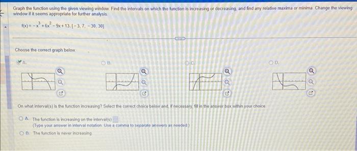 Solved thaph the function using the given viewing window. | Chegg.com