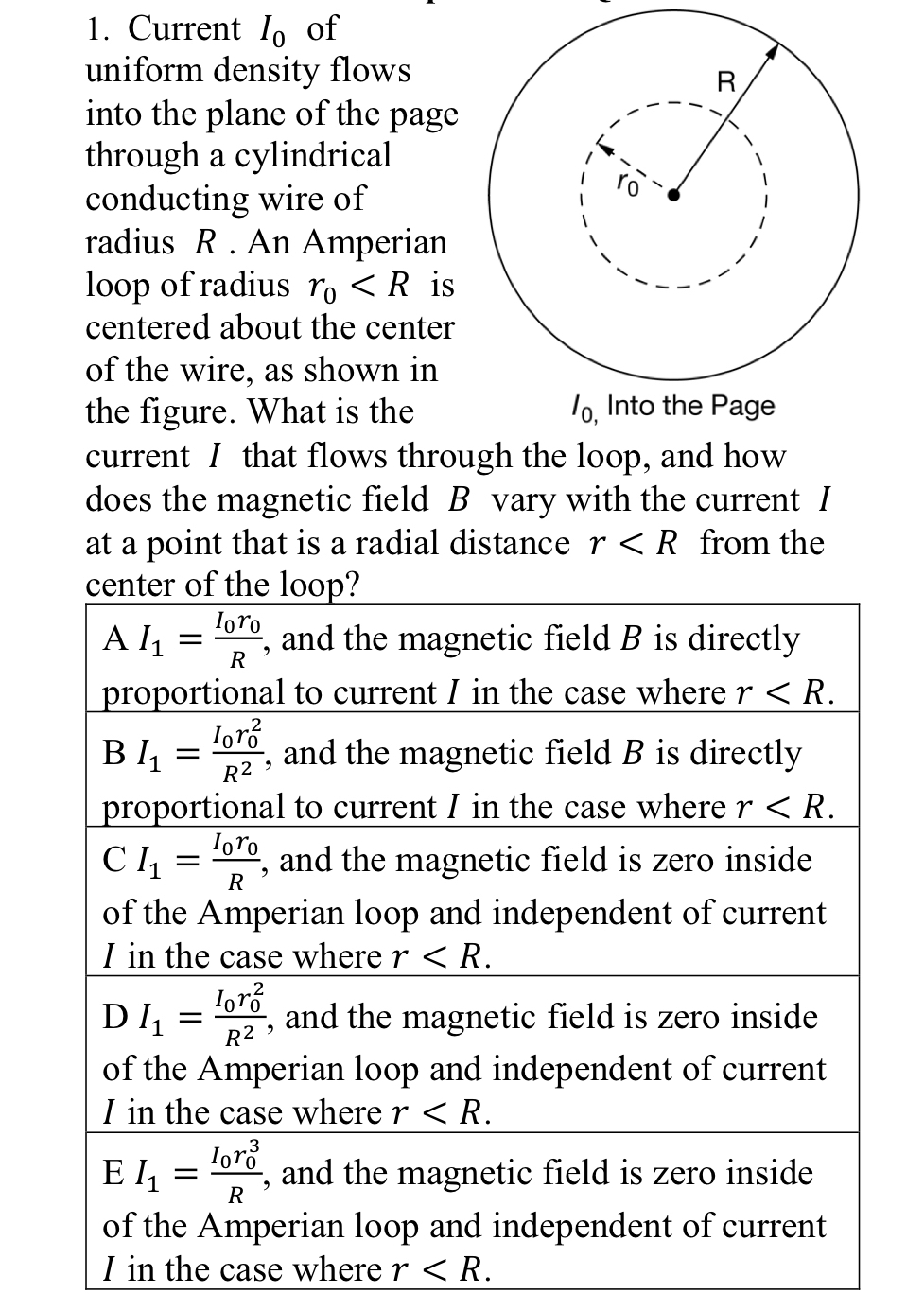 Solved Current I0 ﻿of uniform density flows into the plane | Chegg.com