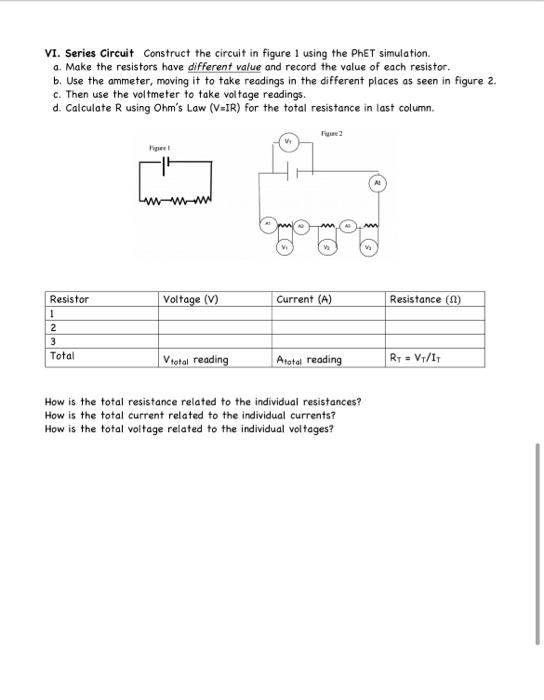Solved VI. Series Circuit Construct the circuit in figure 1 | Chegg.com