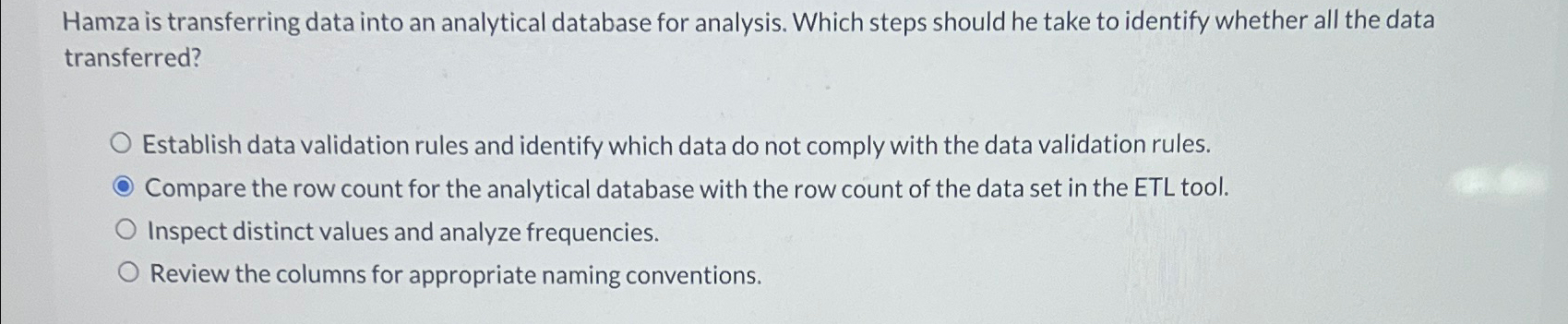 Solved Hamza is transferring data into an analytical | Chegg.com