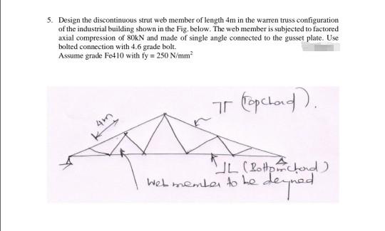 Solved 5. Design the discontinuous strut web member of | Chegg.com
