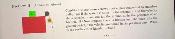 Solved Problem 5 Almost an Atwood Consider the two masses | Chegg.com