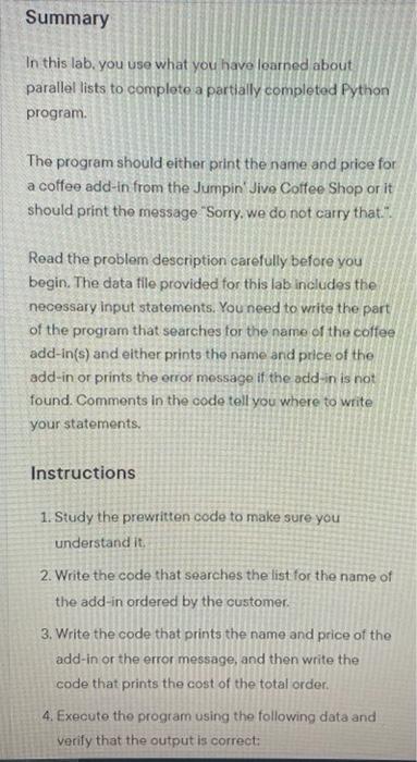 Solved Summary In this lab, you use what you havo learned | Chegg.com