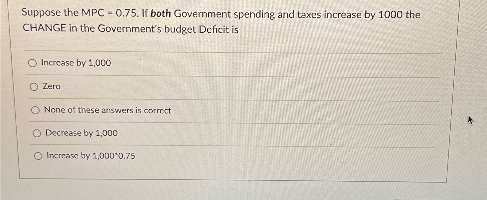 Solved Suppose the MPC =0.75. ﻿If both Government spending | Chegg.com