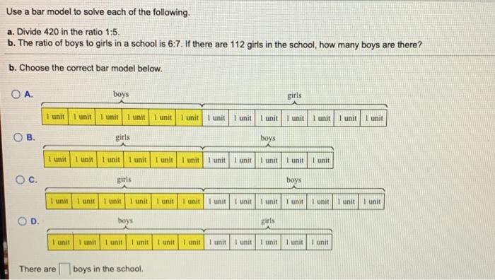 Solved Use A Bar Model To Solve Each Of The Following A Chegg