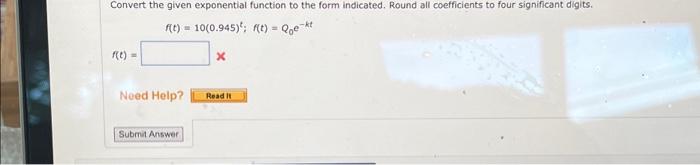 Solved Convert the given exponential function to the form | Chegg.com