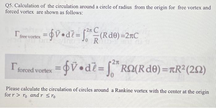 Solved Q5. Calculation of the circulation around a circle of | Chegg.com