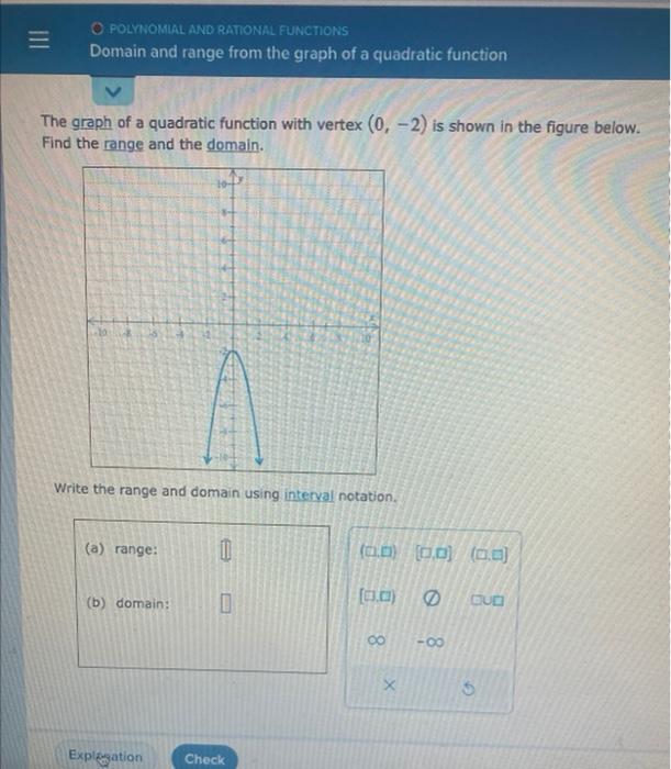 Solved The graph of a quadratic function with vertex (0,−2) | Chegg.com