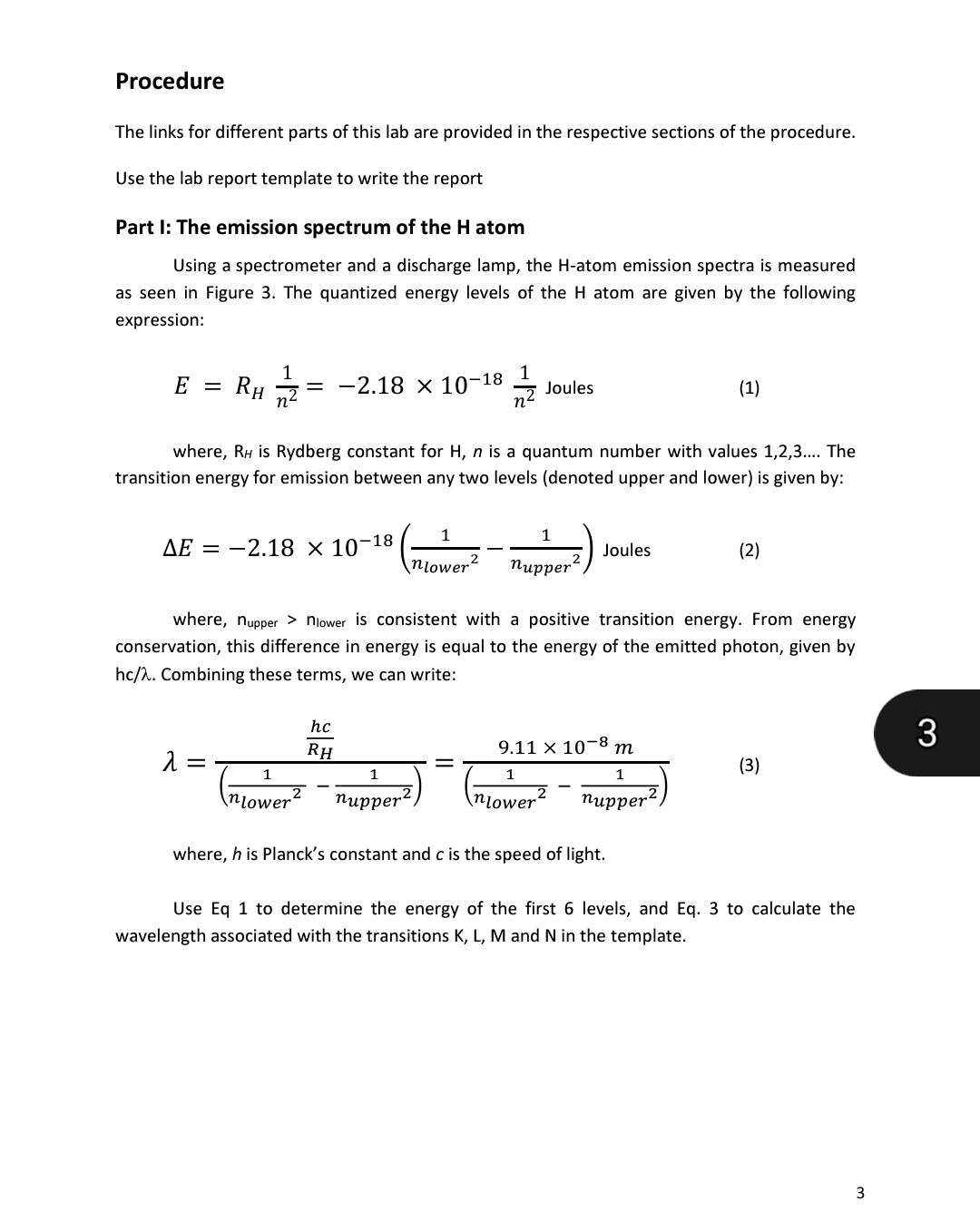 Solved 3. ﻿Using equation (3) ﻿for the H atom, at what | Chegg.com