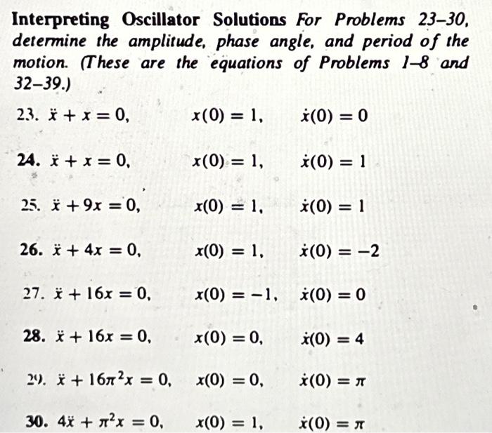 Solved Interpreting Oscillator Solutions For Problems 23-30, | Chegg.com