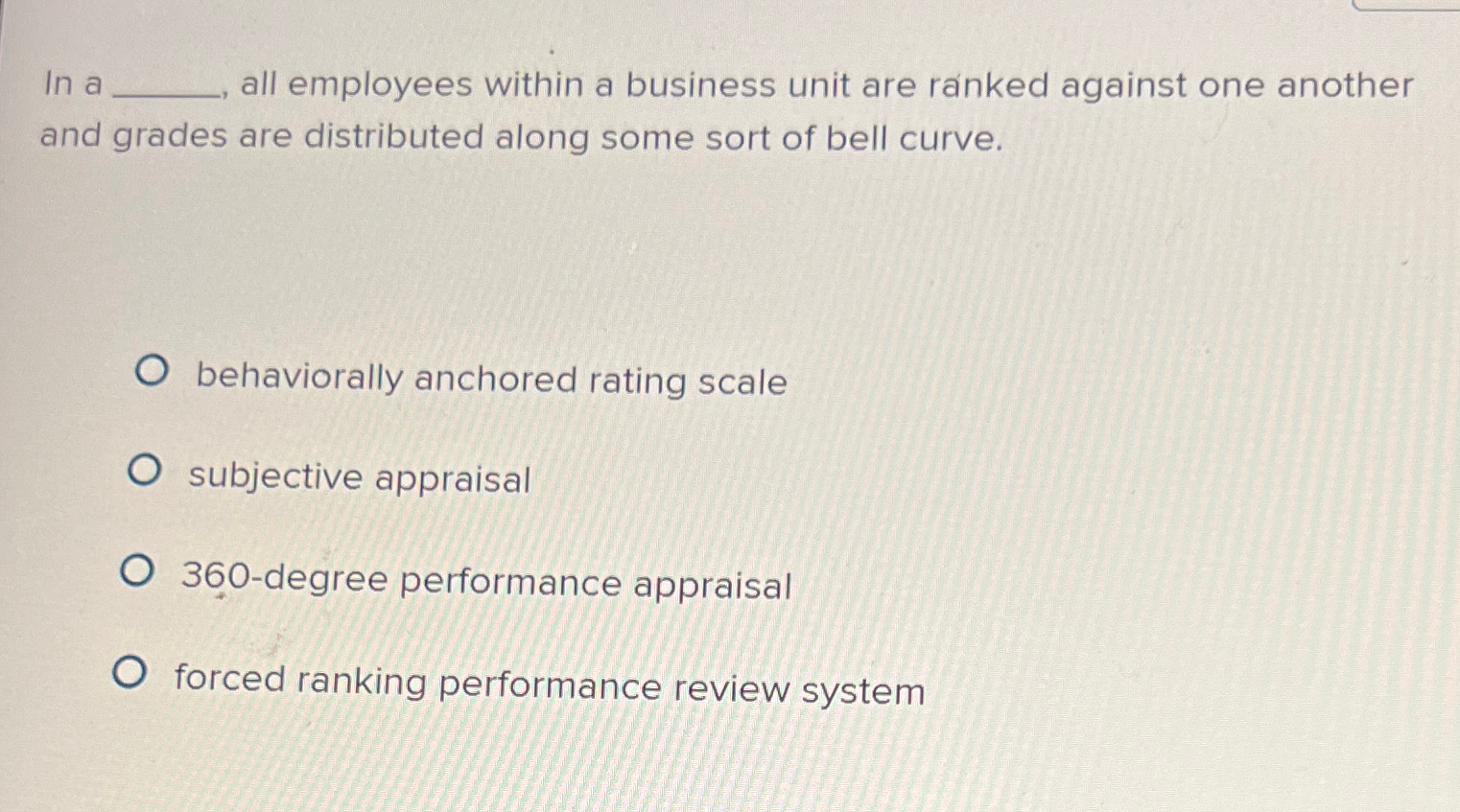 Solved In a all employees within a business unit are ranked | Chegg.com