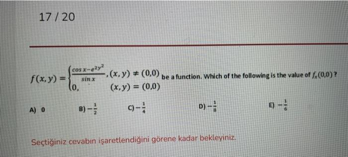 f(x,y)={sinxcosx−e2y2,0,(x,y) =(0,0)(x,y)=(0,0) be a | Chegg.com