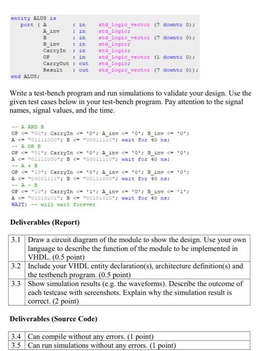 Task 3: 8-bit ALU (5 points) As we have learned from | Chegg.com