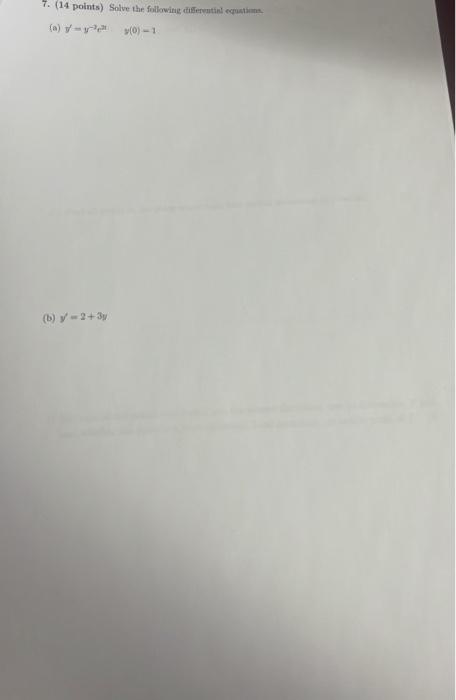 Solved 7. (14 points) Solve the followiteg atifervutinl | Chegg.com