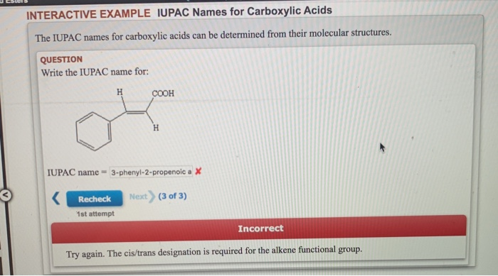 Solved INTERACTIVE EXAMPLE IUPAC Names for Carboxylic Acids | Chegg.com