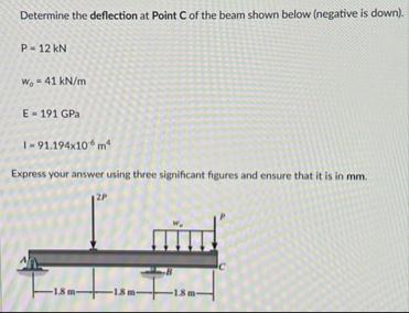 Solved Determine the deflection at Point C ﻿of the beam | Chegg.com