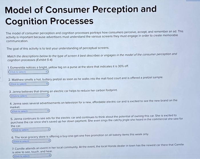 Model of Consumer Perception and The model of | Chegg.com