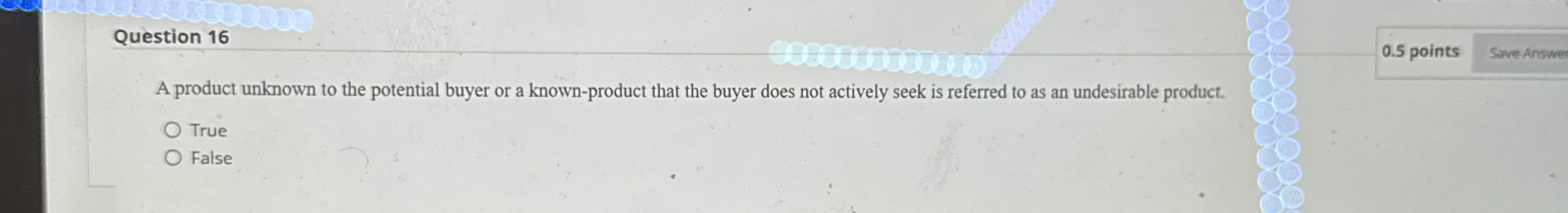 Solved A product unknown to the potential buyer or a | Chegg.com