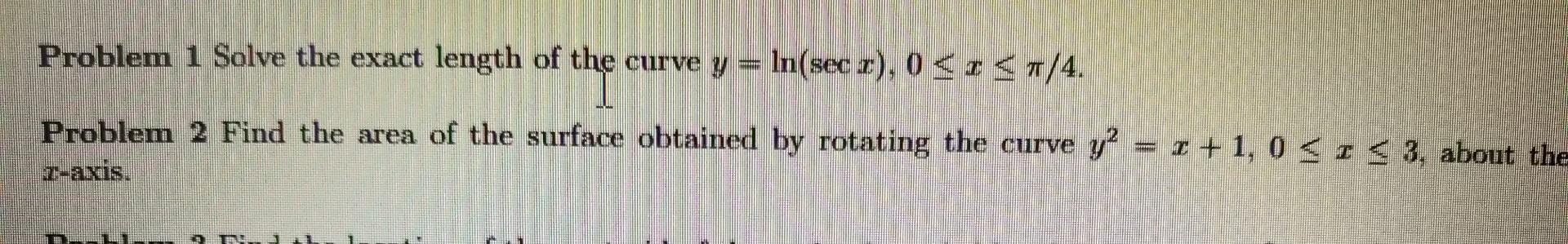 Solved Problem 1 Solve the exact length of the curve y = | Chegg.com