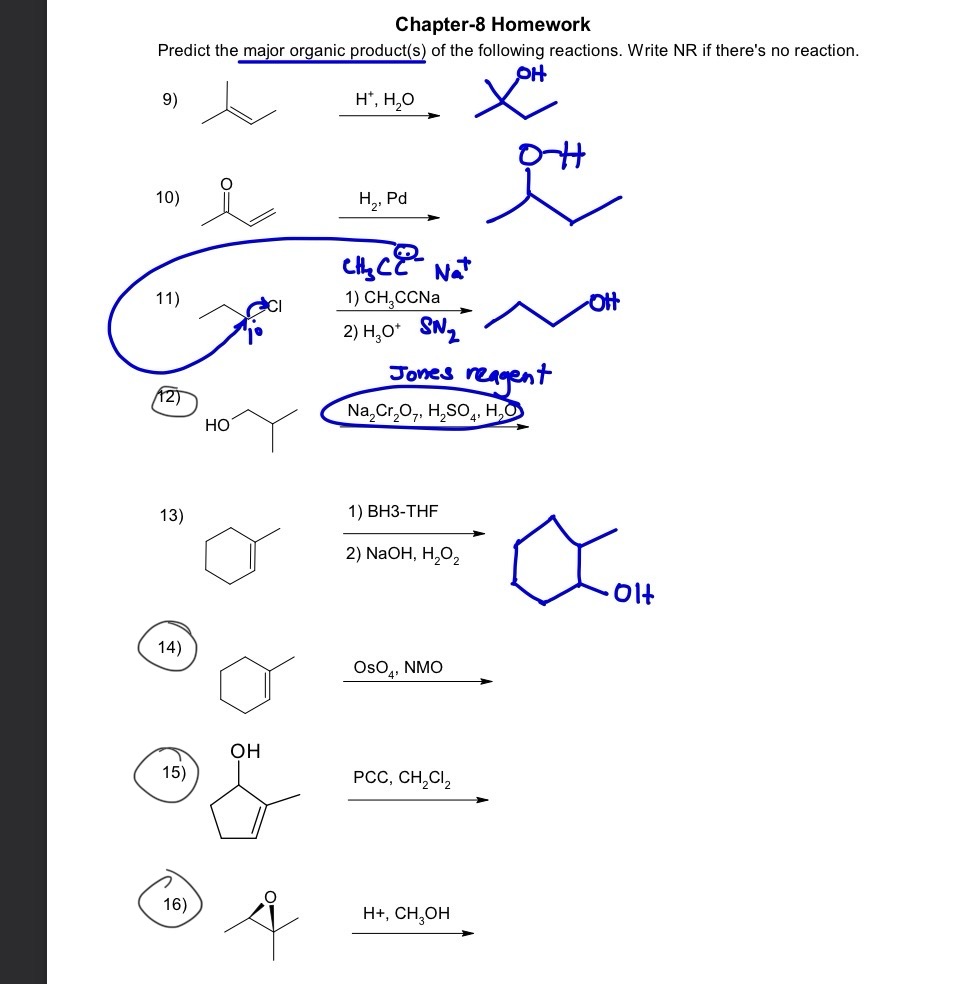 Solved Chapter-8 ﻿HomeworkPredict the major organic | Chegg.com