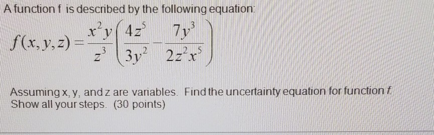 Solved A function f is described by the following equation: | Chegg.com