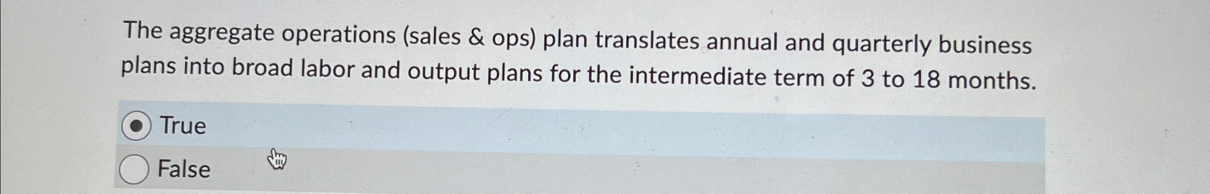 Solved The aggregate operations (sales & ops) ﻿plan | Chegg.com
