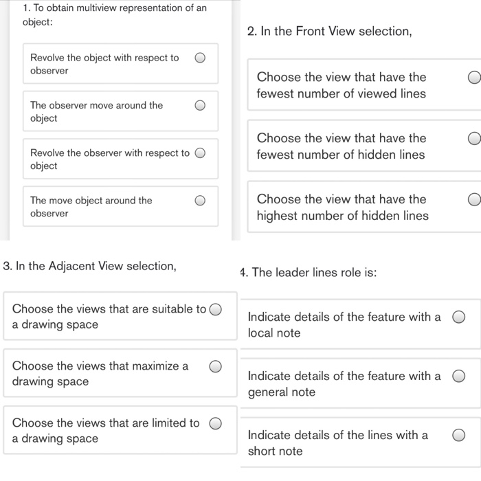 Solved 1. To obtain multiview representation of an object: | Chegg.com