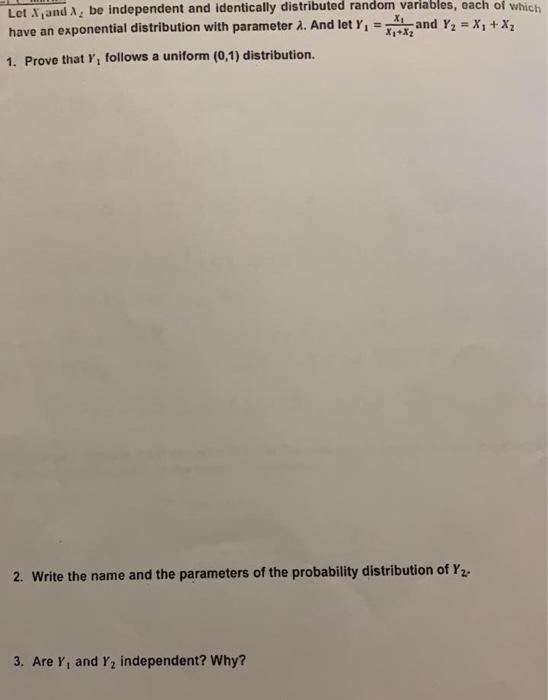 Solved Let X, and A, be independent and identically | Chegg.com