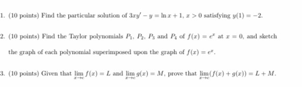 Solved 1. (10 points) Find the particular solution of 3xy - | Chegg.com