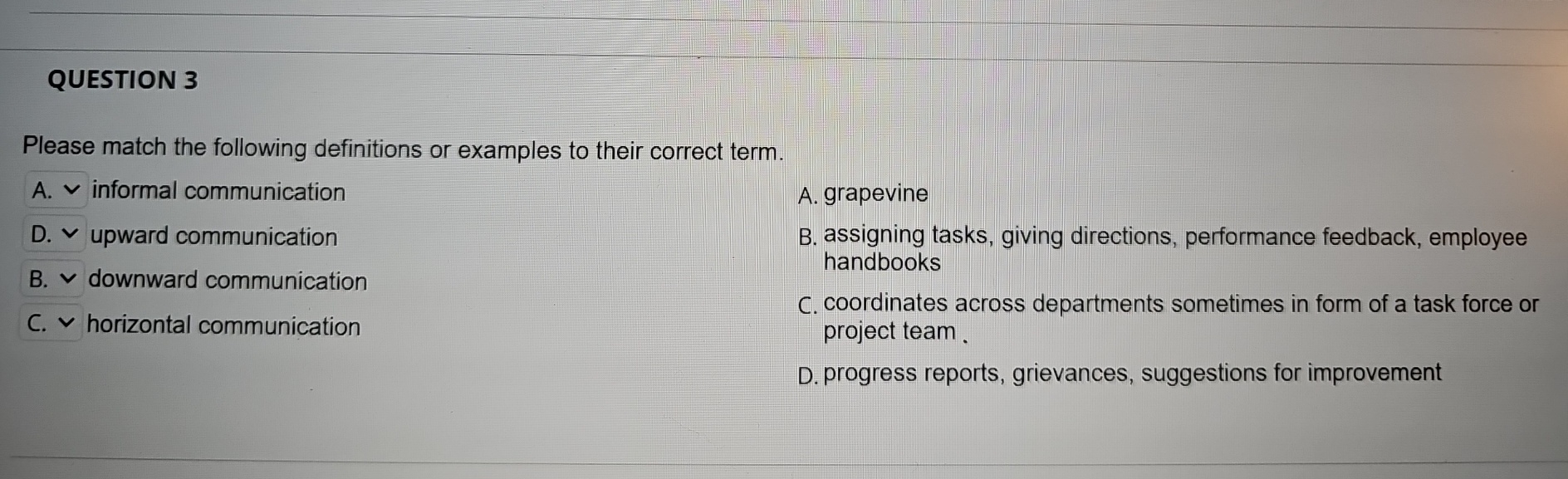 Solved QUESTION 3Please match the following definitions or | Chegg.com
