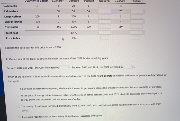 Solved 8. Calculating Inflation using a simple price index | Chegg.com