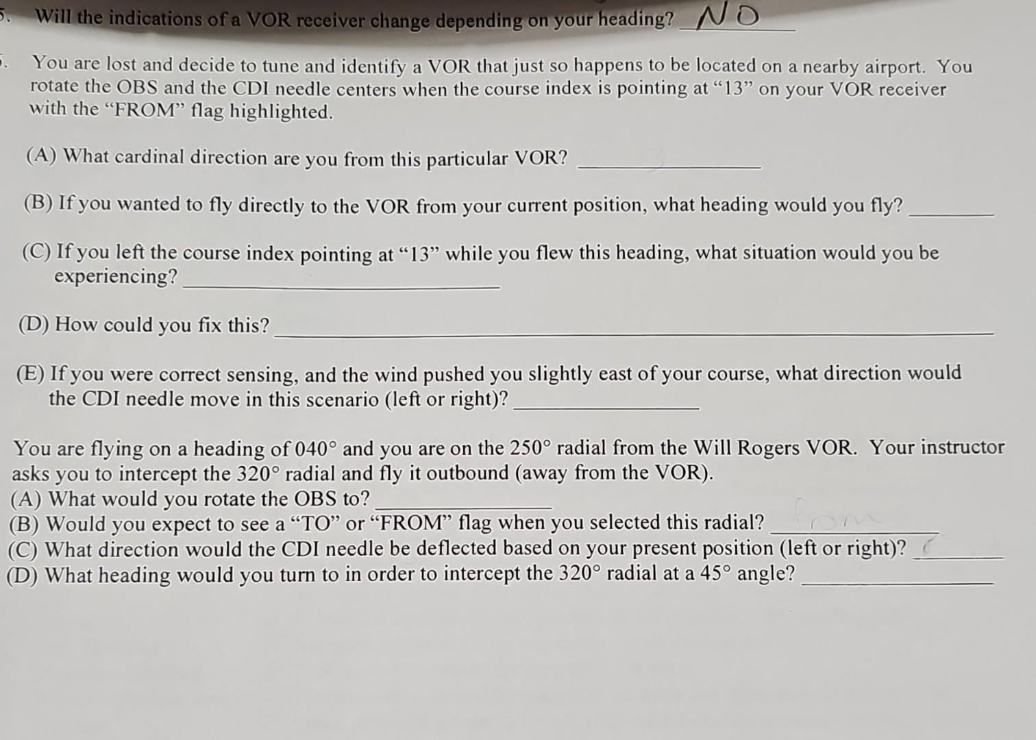 You are lost and decide to tune and identify a VOR | Chegg.com