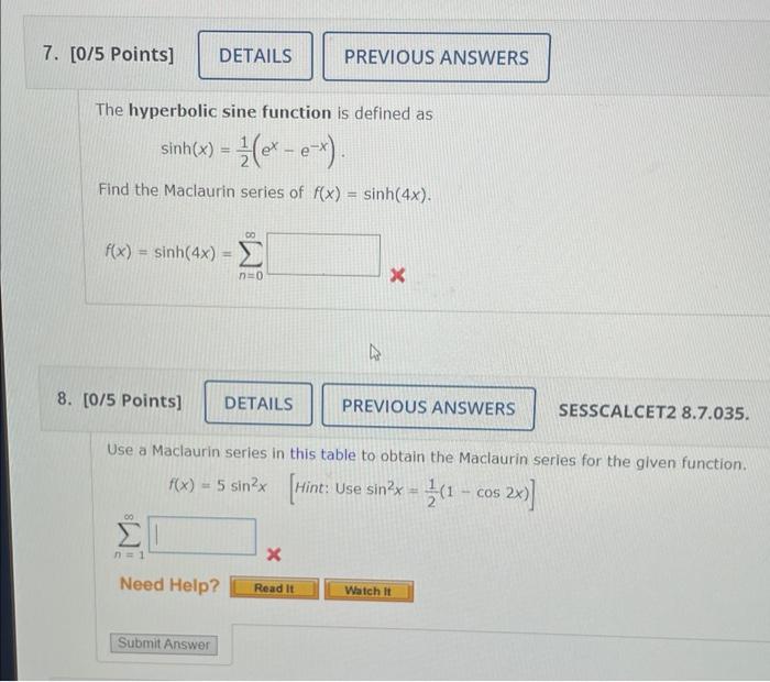 Solved The hyperbolic sine function is defined as | Chegg.com